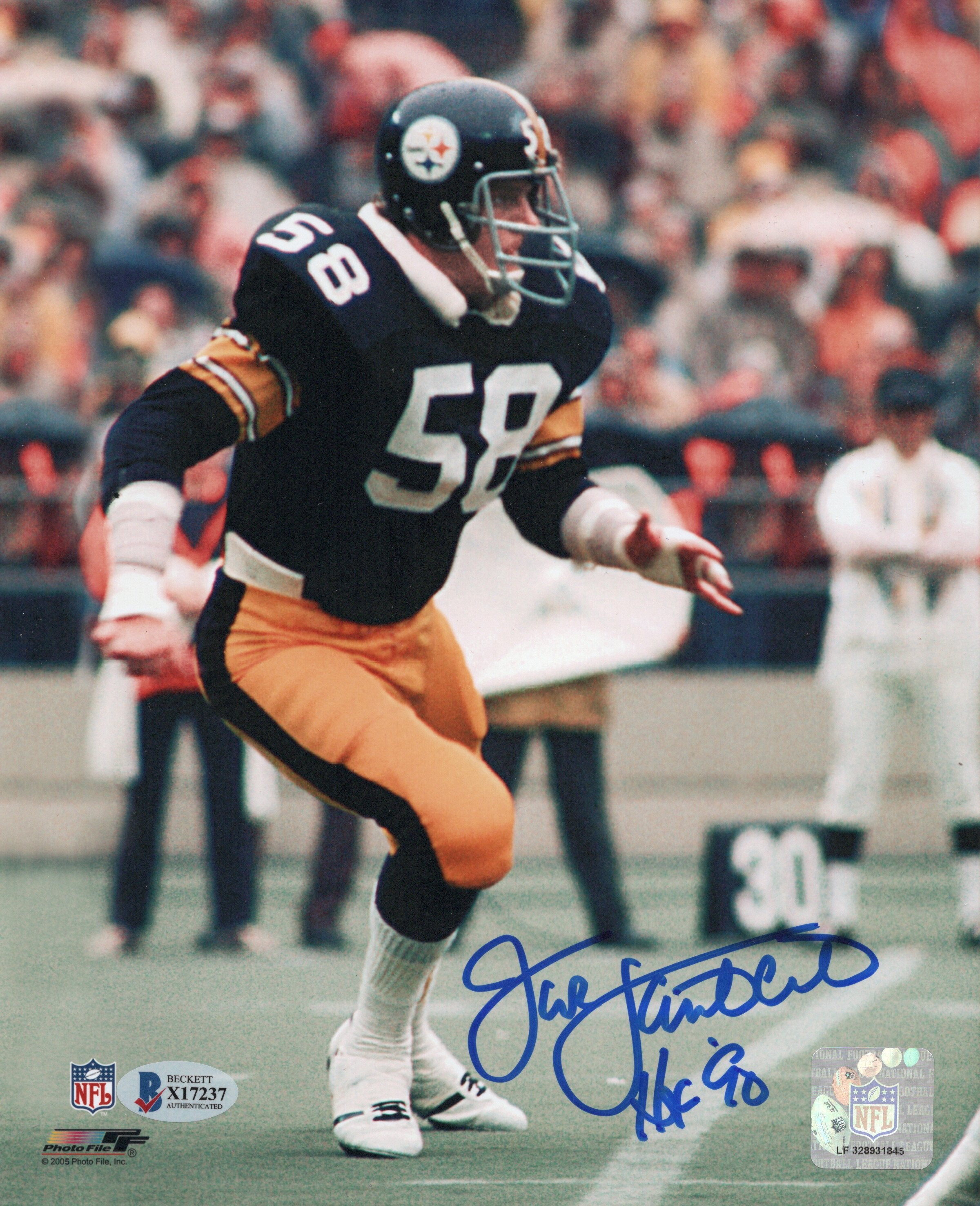 Jack Lambert Autographed Pittsburgh Steelers 8x10 W/ HOF 90 Beckett Au ...