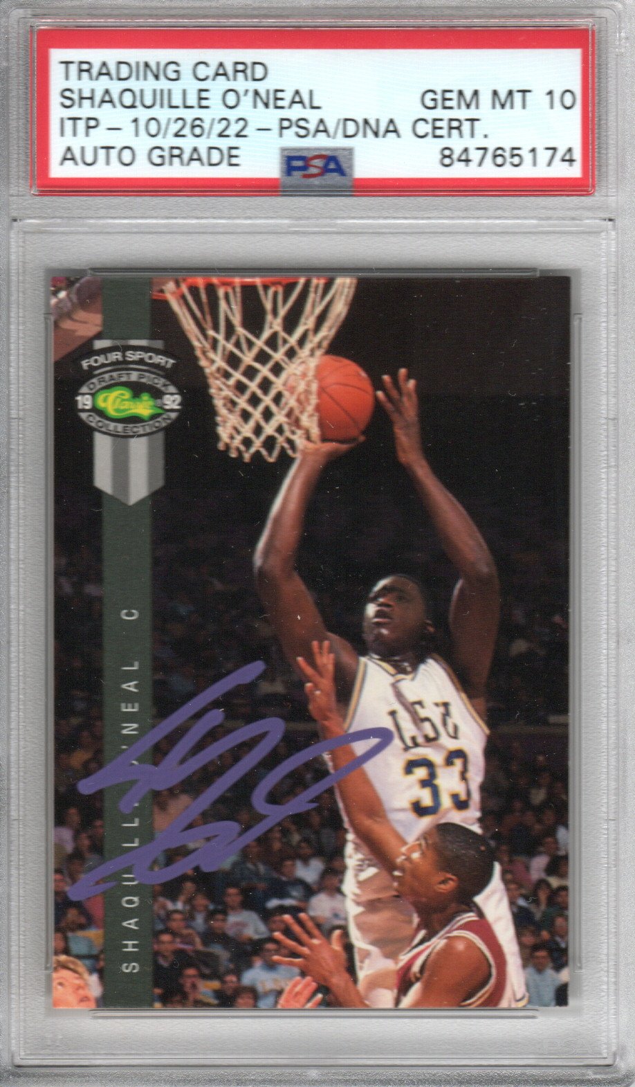 Shaquille O'Neal Autographed LSU Tigers Encapsulated 1992 Classic Draf ...
