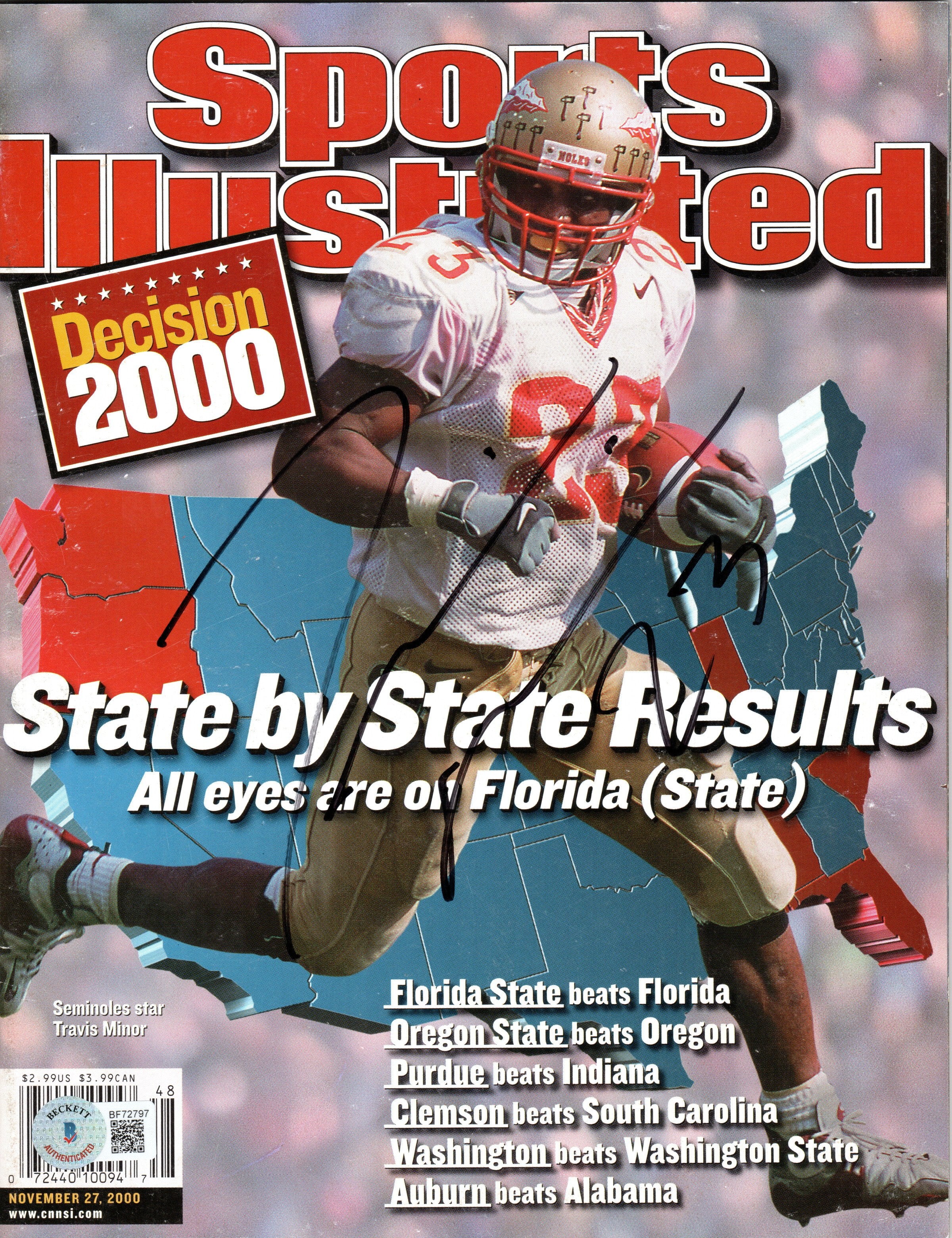 Travis Minor Autographed Florida State FSU Sports Illustrated 11/27/20 ...