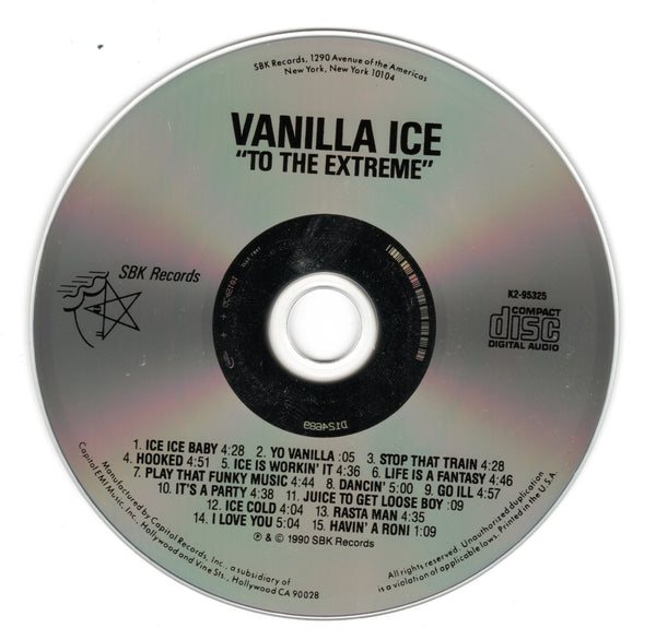 Vanilla Ice Autographed To The Extreme CD Cover With Disc Beckett Auth ...